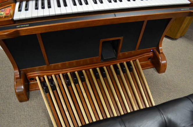 Lowrey Imperial organ, warm oak cabinet