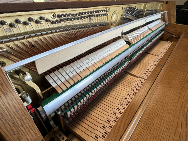 1992 Yamaha M302 oak console piano and bench